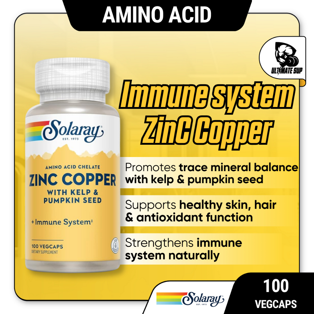 Solaray Zinc Copper, Zinc Supplement With Amino Acid Chelate To Boost ...