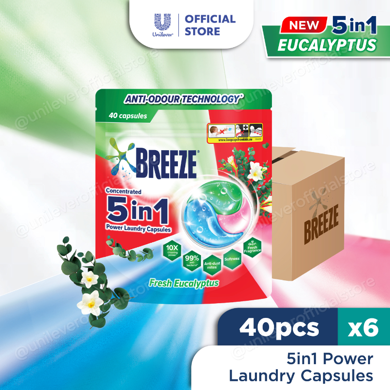[Bundle of 6] Breeze 5in1 Power Laundry Capsules 40's | Shopee Singapore