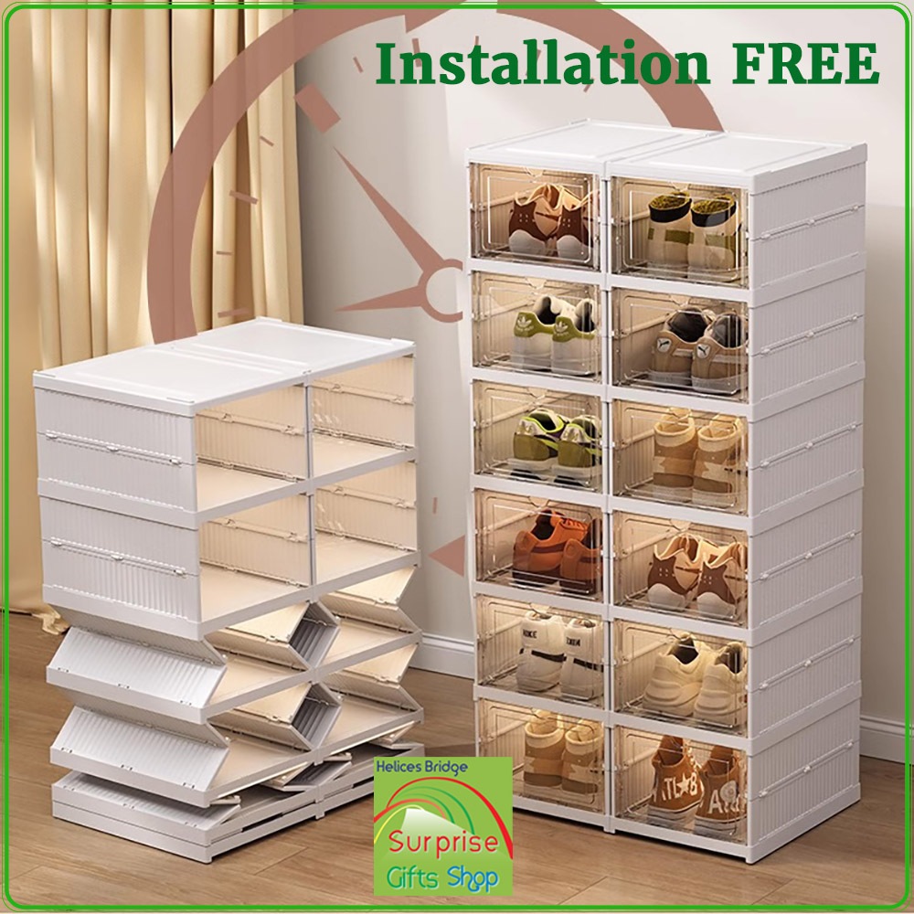 🌈 Shoe Boxes Installation free Foldable Shoe Rack Collapsible Shoes ...