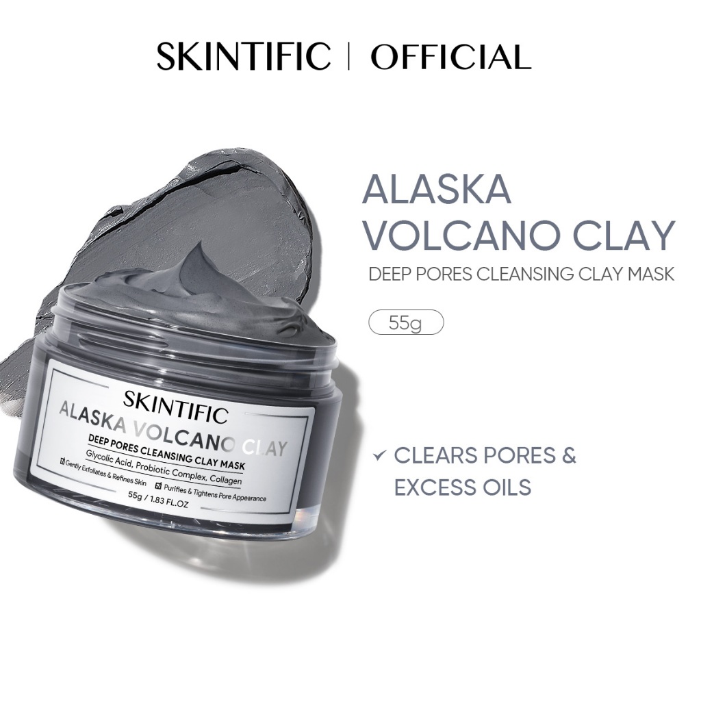 SKINTIFIC Alaska Volcano Clay Mask 55g - Clears Pore & Excess Oil ...
