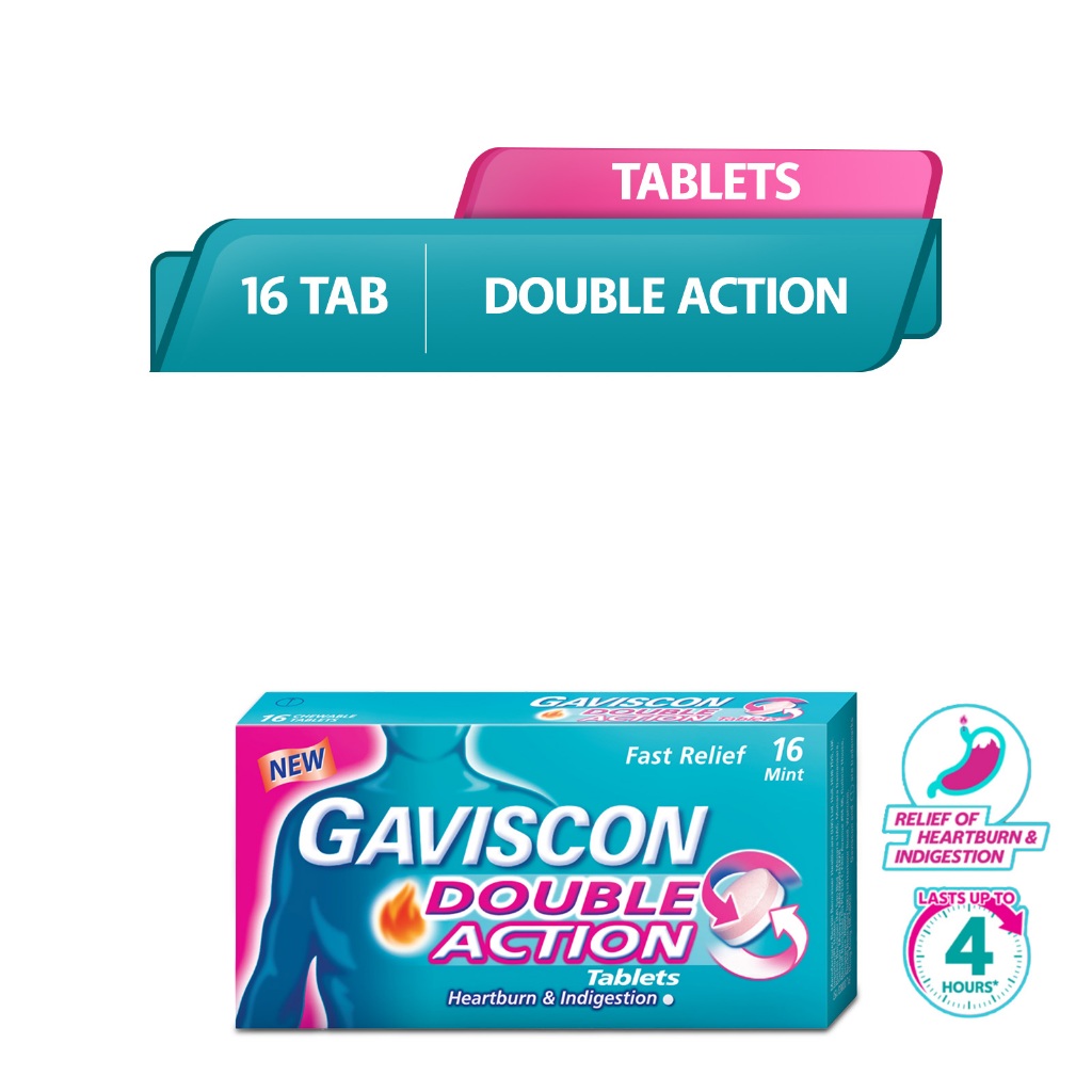 Gaviscon Double Action Chewable Tablets 250mg (16s) | Shopee Singapore