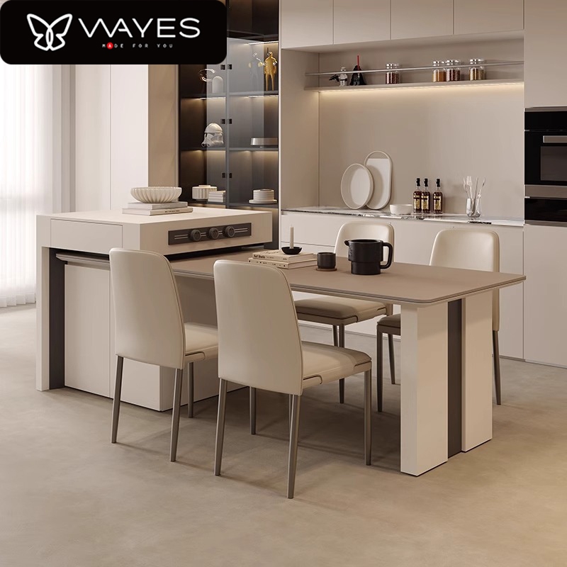 Adjustable retractable Sintered countertop Kitchen Island Dining Table ...