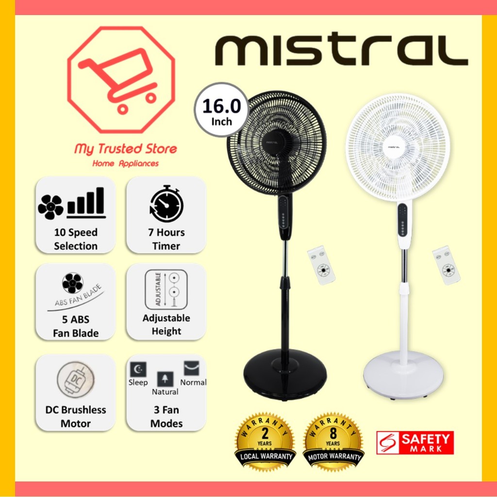 Mistral 16” DC Stand Fan with Remote MSF1610DR - Black / White | Shopee ...