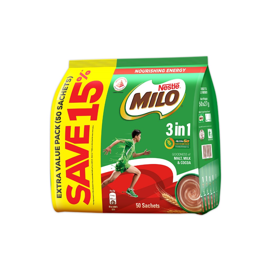 MILO 3in1 ACTIVGO Powder Value Pack 50 x 27G | Shopee Singapore