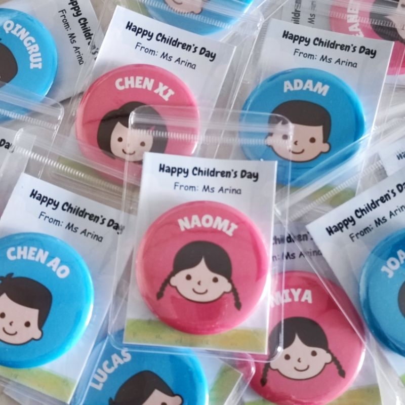 SG SELLER | Personalised Button Badge Pin with backing card | Happy ...