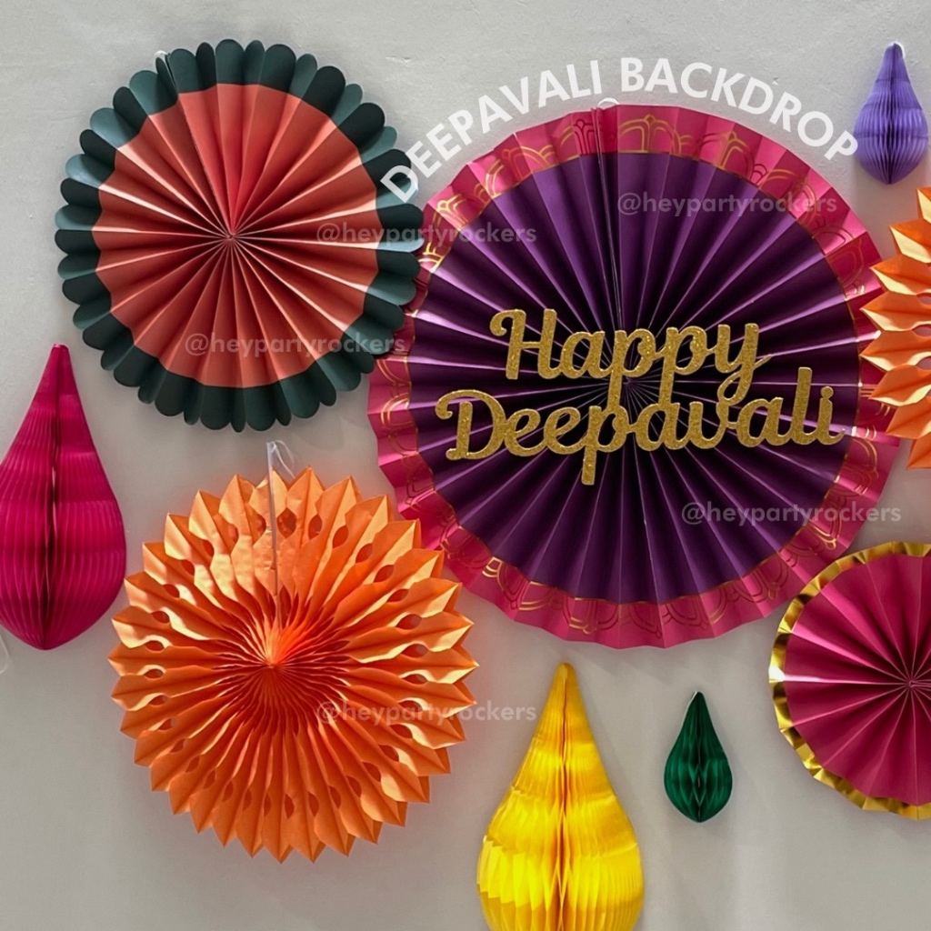 2024 Deepavali Decoration Paper Fan Backdrop for Diwali Celebration ...