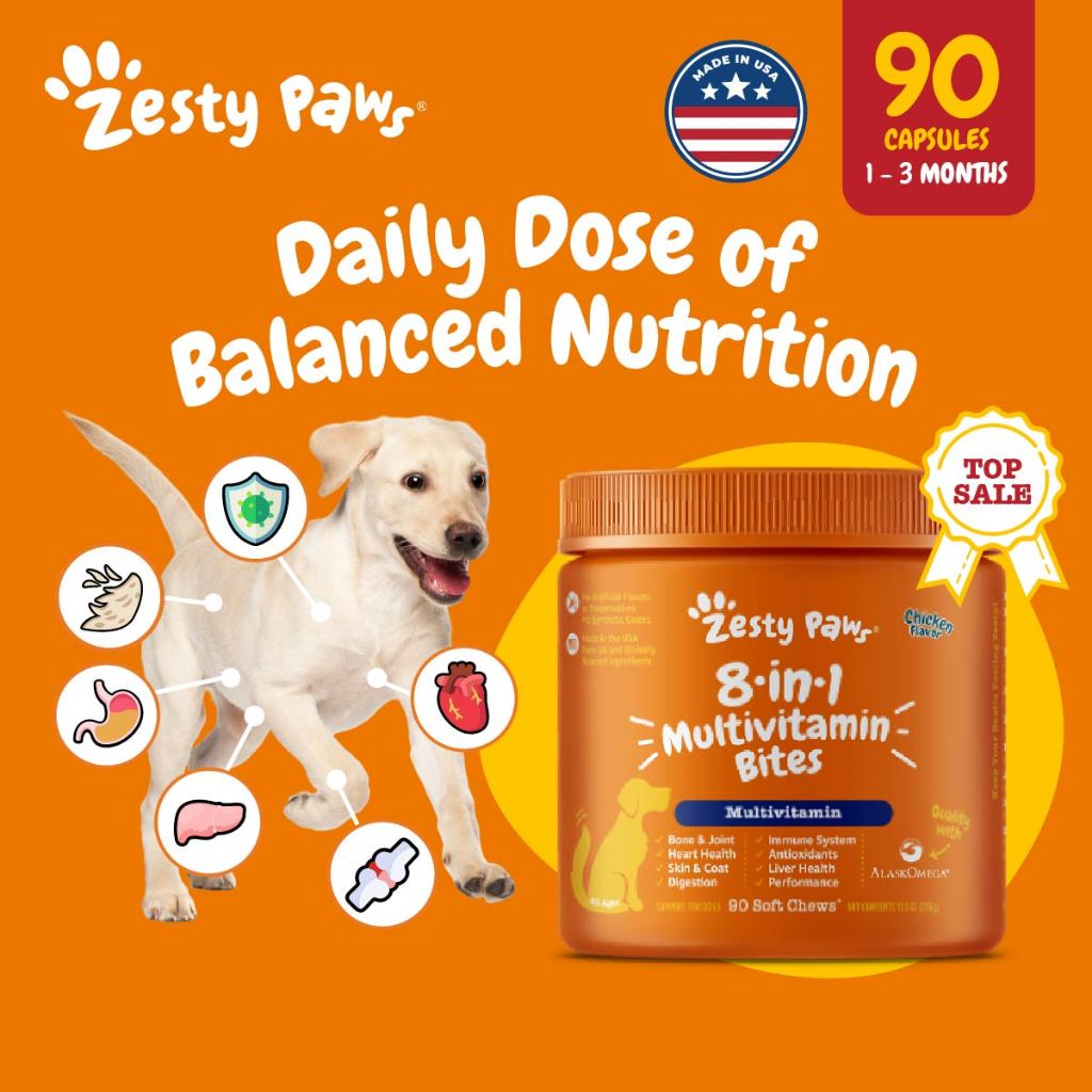 Zesty Paws 8 in1 Multivitamin Bites (Multifunctional) Dog Supplements ...