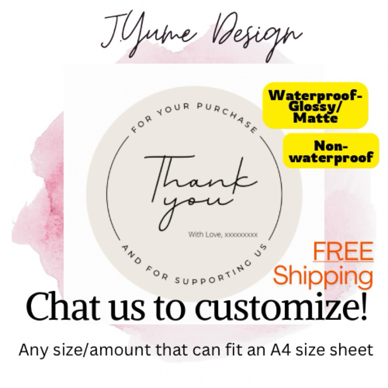 Customized / Personalized Business Thank you Stickers (die cut ...