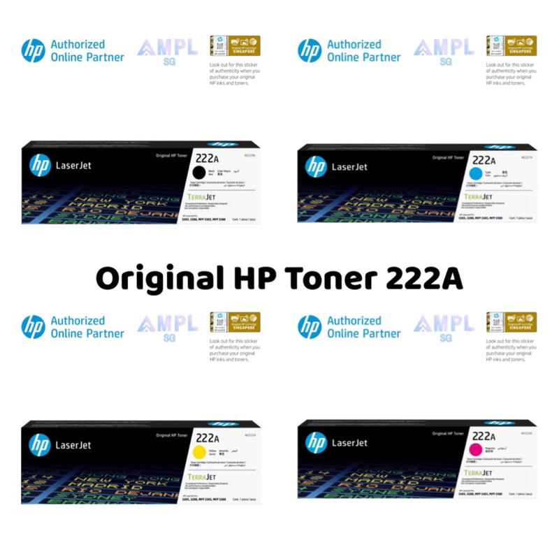 NEW HP 222A Original LaserJet Toner Cartridge | Black Cyan Yellow ...