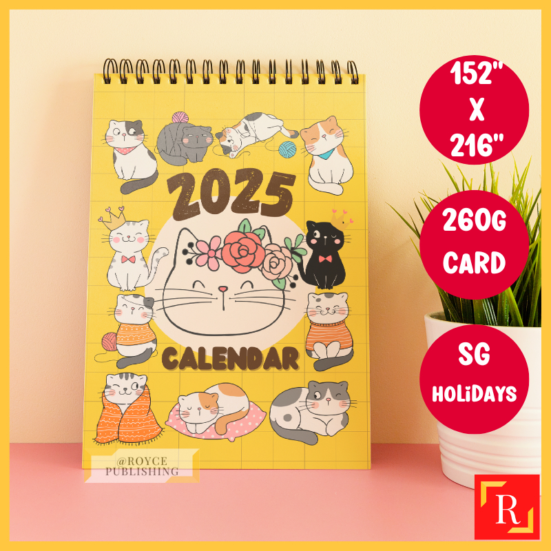 2025 Cute Cats Desktop Calendar 1 - (Singapore Public Holidays | 260gsm ...