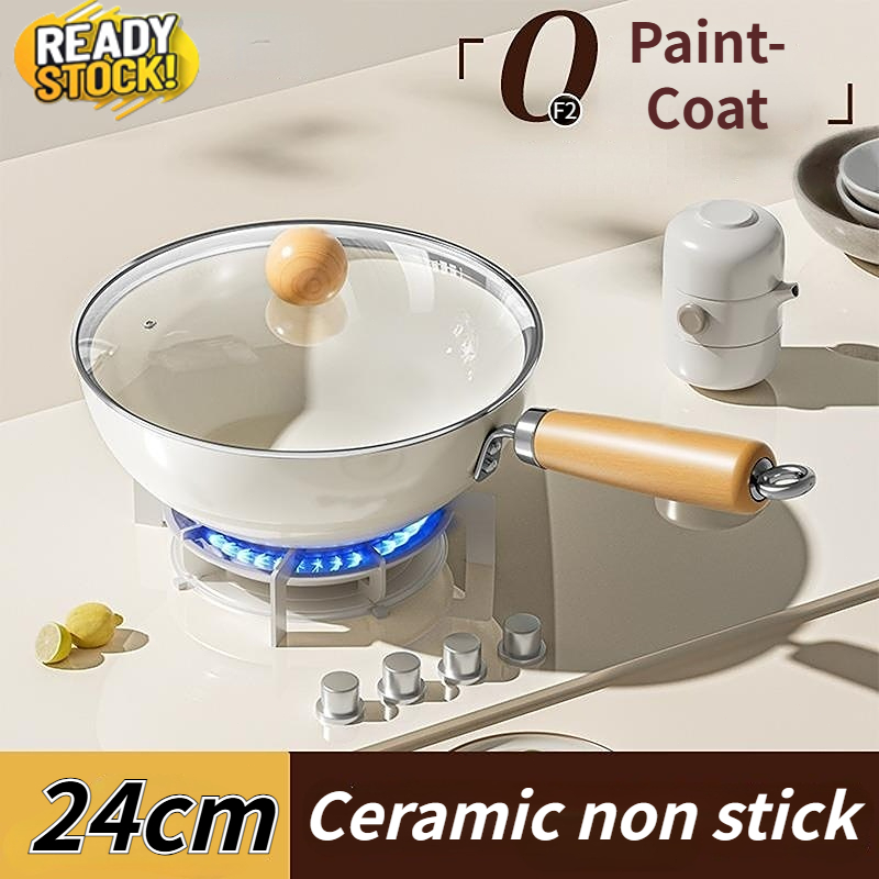 White Non Stick Pan, Frying Pan, Periuk Masak Pot Induction Gas Cooker ...