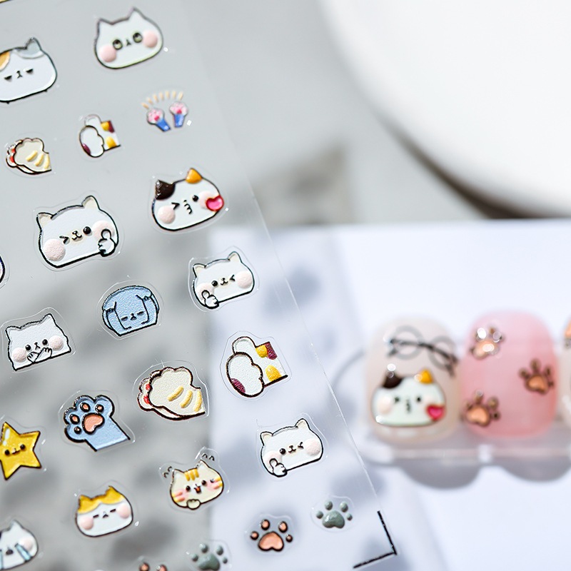 Ready Stock 5D Nail Art Sticker DIY Cartoon Cute Cat Paw Waterproof ...