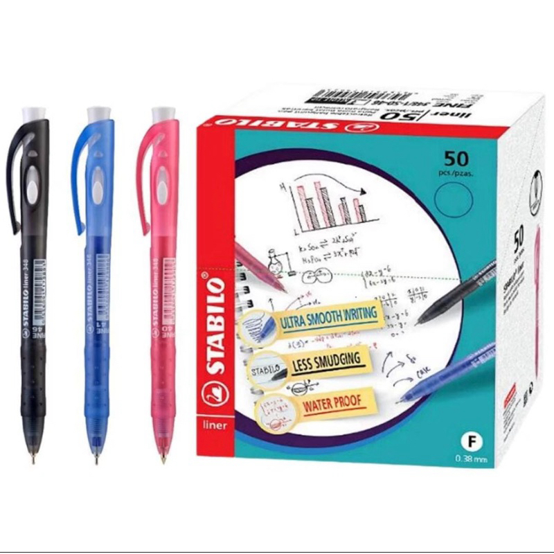 STABILO Liner 348 Fine Ball Pen 0.5mm (10pcs/25pcs/50pcs) | Shopee ...