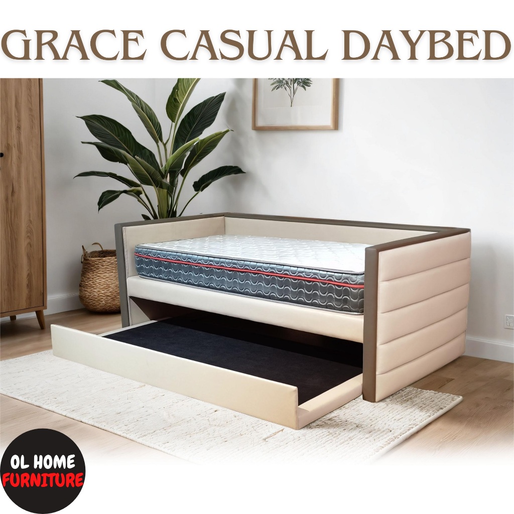 OL HOME Grace Casual Daybed Single/Super Single With Pull Out Trundle ...
