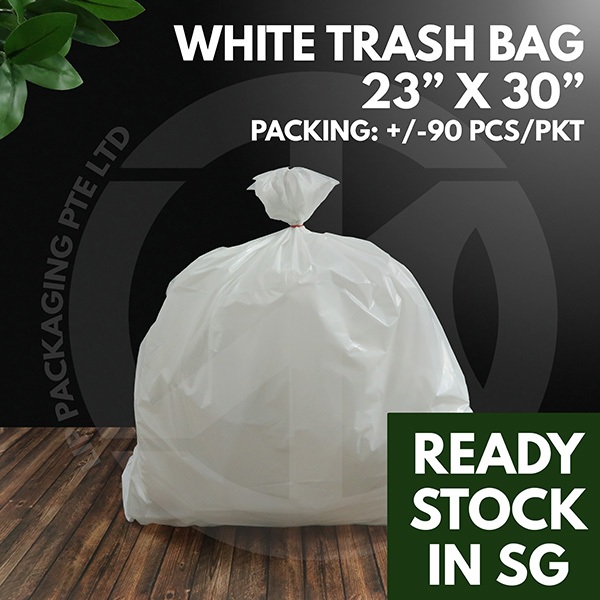 23"x30" White Trash Bags (+/-90pcs) / Garbage Bags / Rubbish Bags / Bin ...
