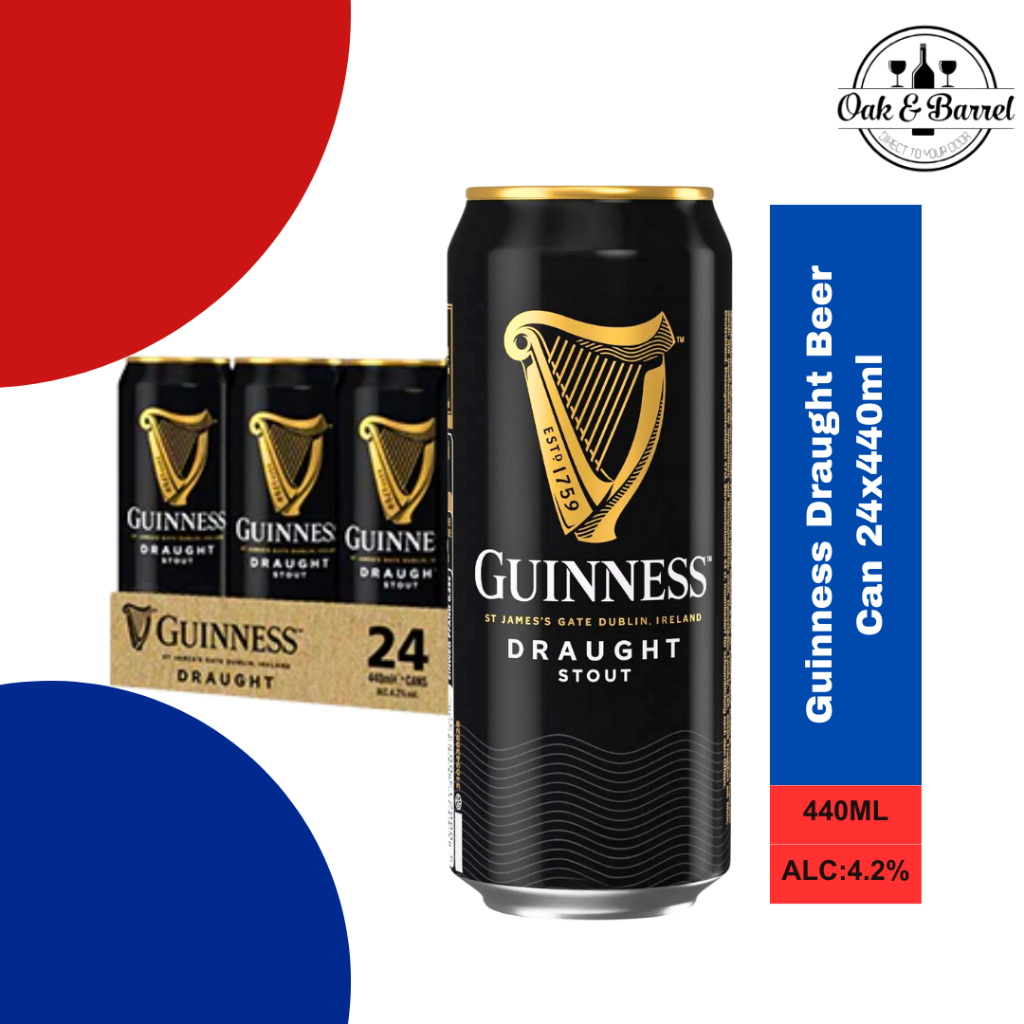 Guinness Draught Beer 440ml x 24 cans (Best before: Oct 2025) | Shopee ...