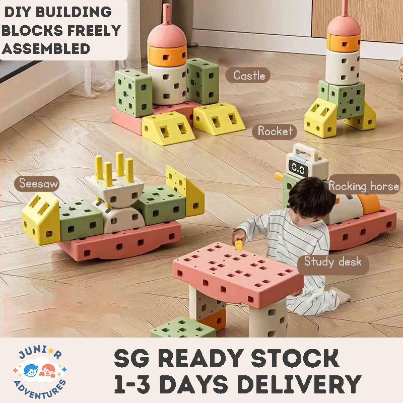 Diy Building Blocks Big Building Blocks Set | Shopee Singapore