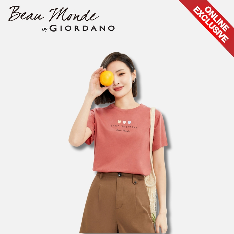 [Online Exclusive]Beau Monde by Giordano Women Crew Neck Short Sleeve ...