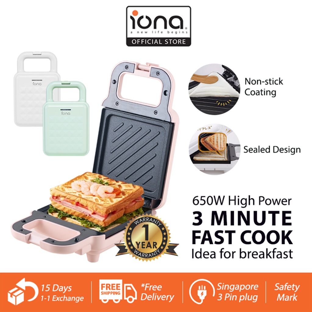 IONA Mini Sandwich Waffle Maker Machine Bread Toaster Sandwhich Maker ...