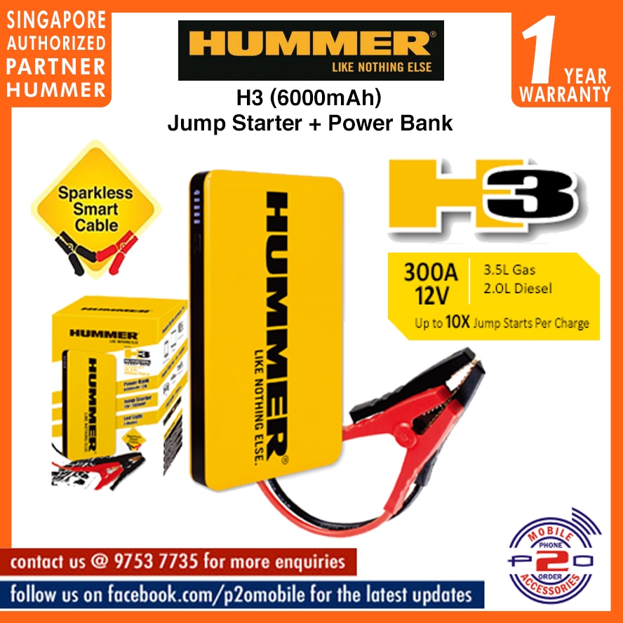 Hummer H3 6000mAh Jumper Starter + Power Bank | Shopee Singapore