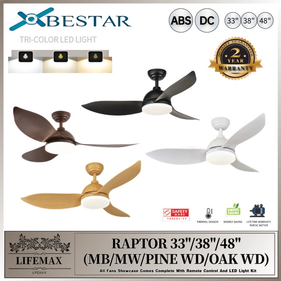 [BESTAR RAPTOR 33"38"48"]Celing Fan DC Motor 3 Blade Ceiling Fan With ...