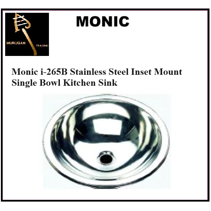 Monic i-265B Stainless Steel Inset Mount Single Bowl Kitchen Sink ...