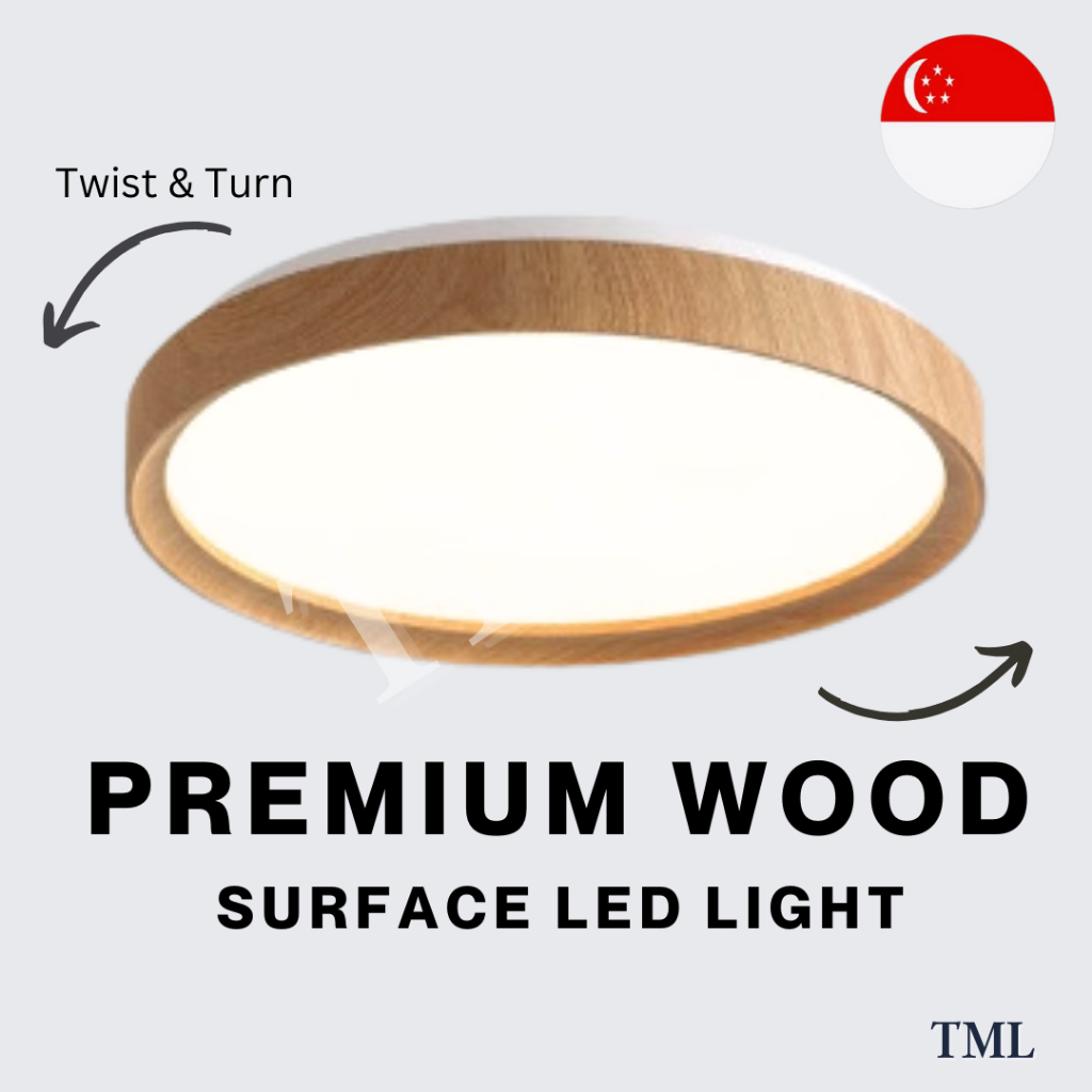 Premium Wood Print LED Surface Ceiling Light Minimalist 18W 36W 48W ...