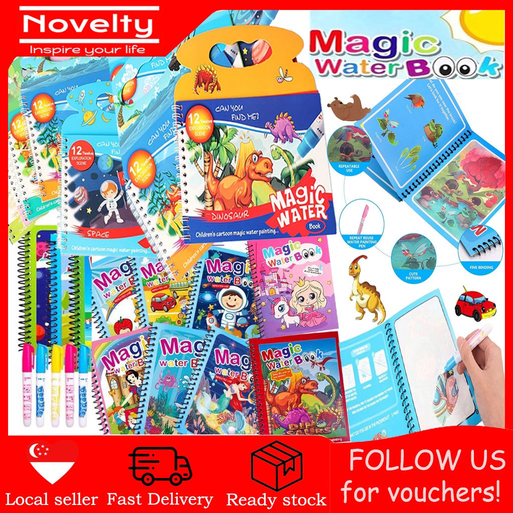 (🇸🇬 Local seller) Magic Water Drawing Book Reusable water doodle book ...