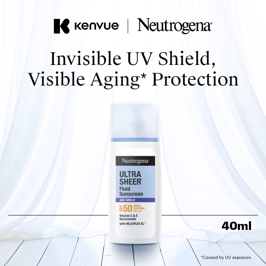 Neutrogena Ultra Sheer Fluid Sunscreen Age Shield 40ml SPF 50 PA+ ...
