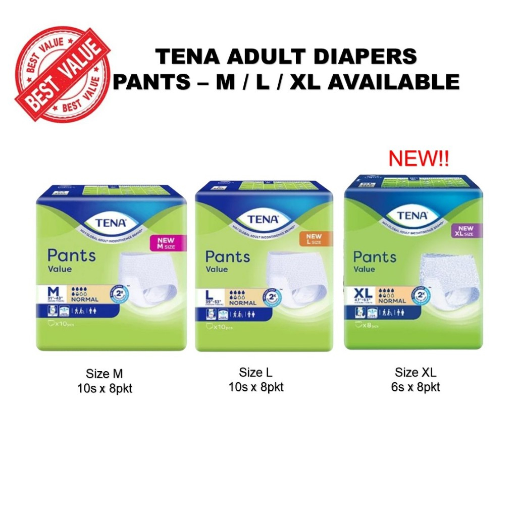TENA Pants Value Adult Diaper / Sizes M & L / Available in 2 pkts , 4 ...
