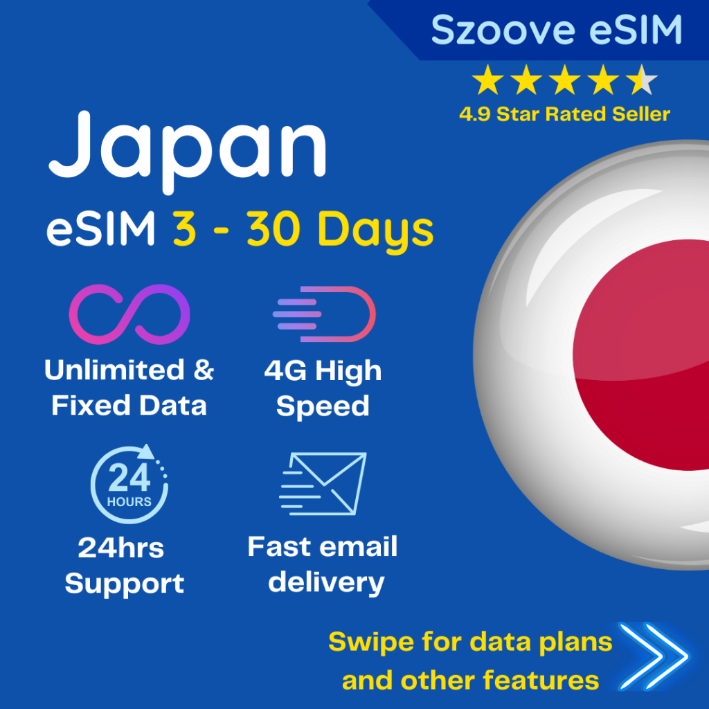 Japan eSIM | 3 to 30 Days | Fixed & Unlimited Data | Instant email ...