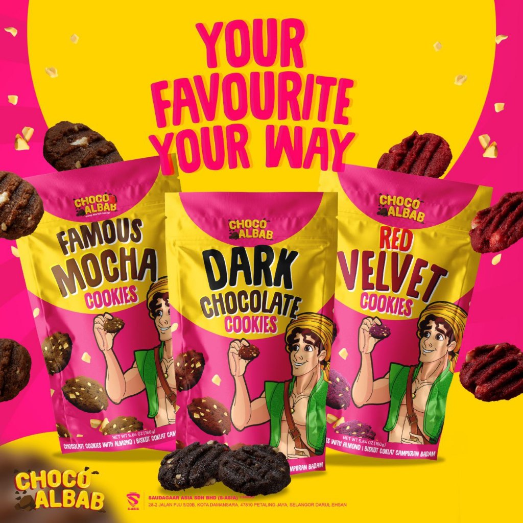 Choco Albab Almond Cookies 160g | Dark Choc, Mocha & Red Velvet | Halal ...
