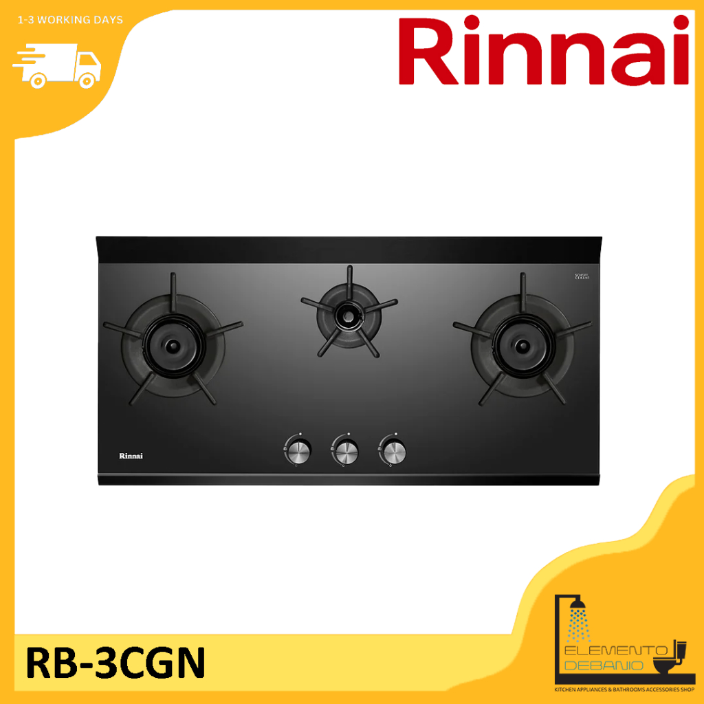 Rinnai RB-3CGN 3 Inner Burner Built-In Hob Schott Ceran Glass (Black) | Shopee Singapore