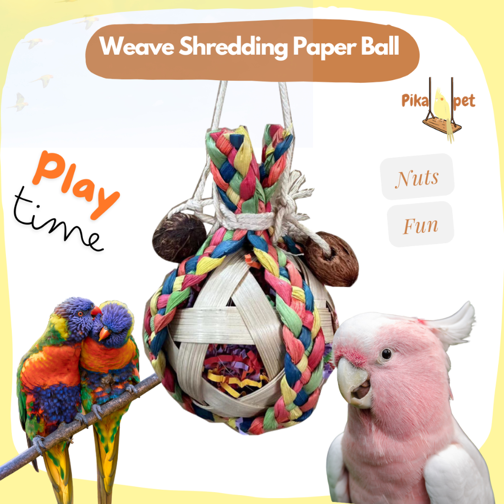 [SG Local Seller] Parrot Bird Big Weave Ball Shredding Paper Foraging ...