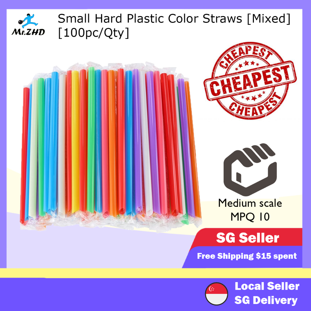 🔥MPQ 10🔥 Plastic Hard Color Straws 100s / bag | Shopee Singapore