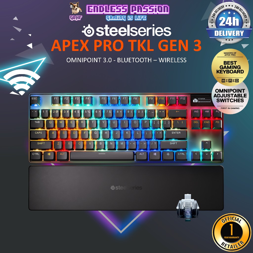 SteelSeries Apex Pro TKL Wireless Gen 3 - World's Fastest Mechanical ...
