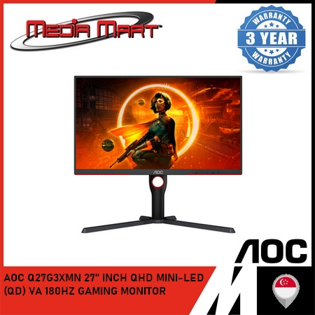 AOC Q27G3XMN 27" INCH/2K QHD MINI-LED/(QD)/VA/180HZ/1MS/GAMING MONITOR | Shopee Singapore
