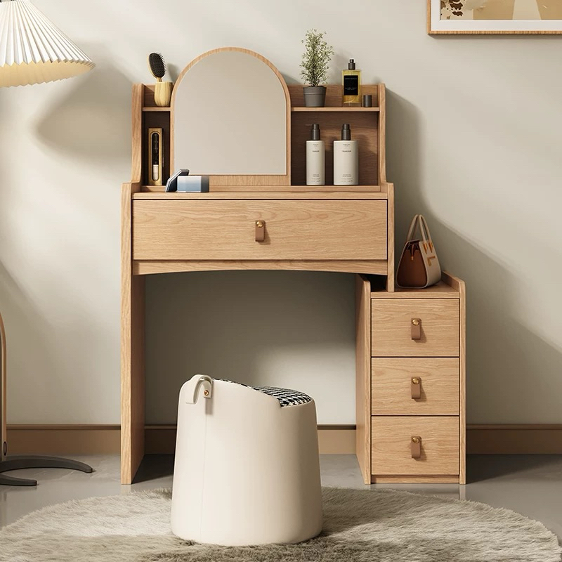 Nordic wood color dressing table modern telescopic dressing table ...