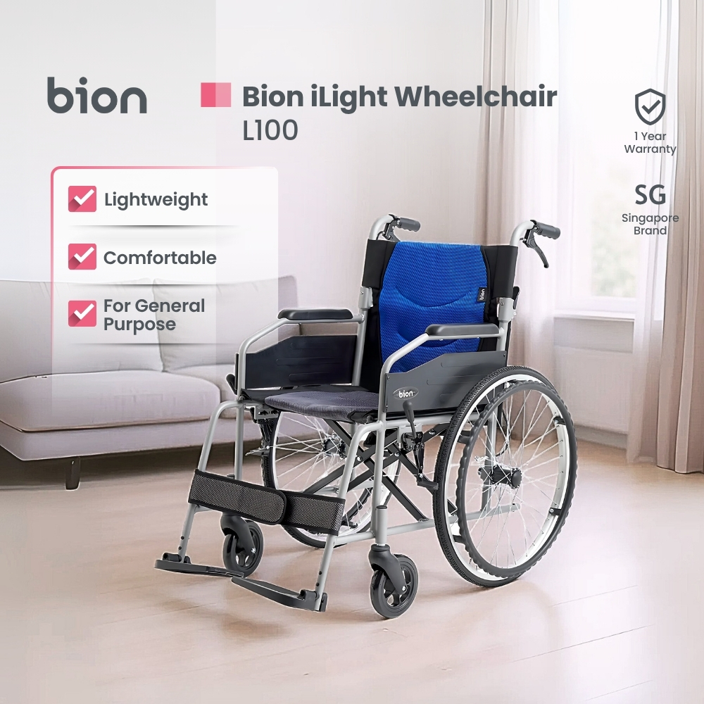 Bion iLight Wheelchair L100 | 17.3in Seat Lightweight Foldable Backrest ...
