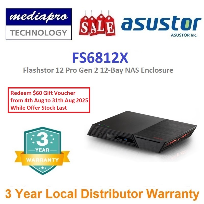 ASUSTOR FS6812X Flashstor 12 Pro Gen 2 12-Bay M.2 NVMe SSD NAS ...