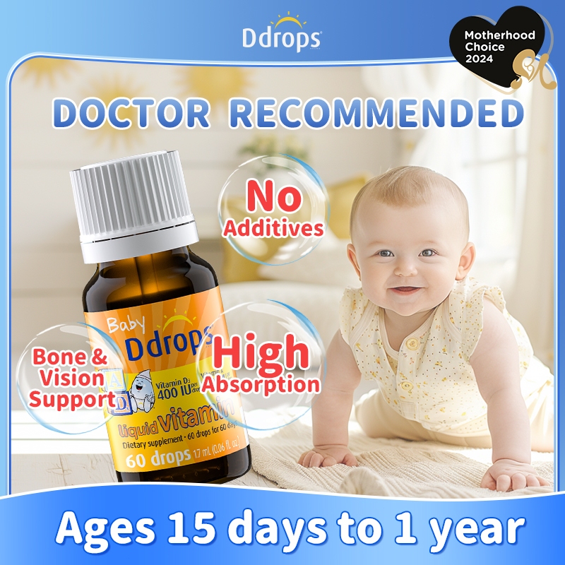 Baby Ddrops Liquid Vitamin D3 400IU Vitamin A 1200IU Supplement for Infants 60 Drops(1.7ML ...