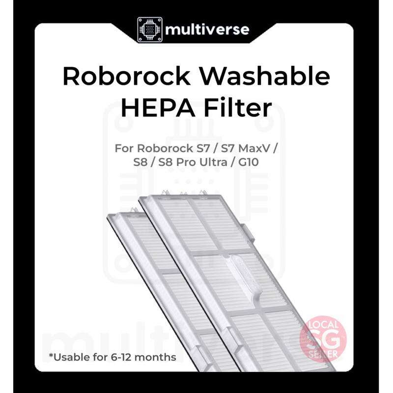 Roborock S8 Pro Ultra / S7 MaxV Ultra / S7 / G10 Premium Washable Hepa Filter [Bundle of 2 or 4 ...