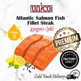[UNICOFOODS] Premium Atlantic Salmon Fish Fillet Steak (450-500gm ...