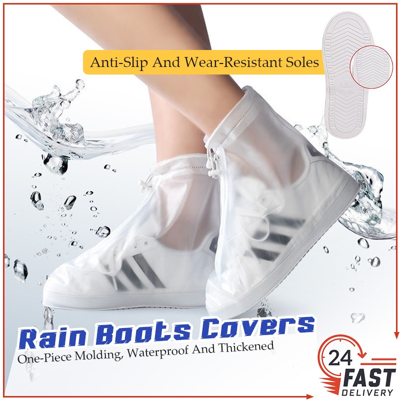 【SG STOCK 】Reusable Rain Shoe Cover Waterproof/Anti-Slip Thickened With ...