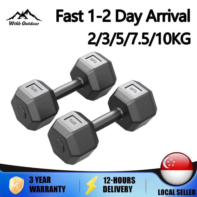 Dumbbells Hexagon 2/3/5/7.5/10kg Gym Fitness Exercise Workout Pemberat Deadlift Home Strength ...