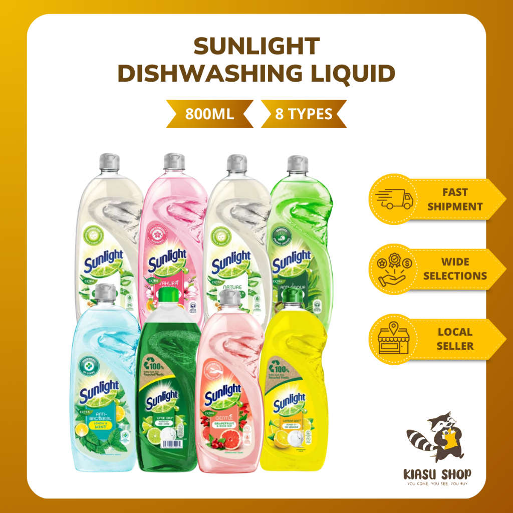 SunLight 800ml Dishwashing Liquid - Sakura Scent, Extra Gentle, Anti ...