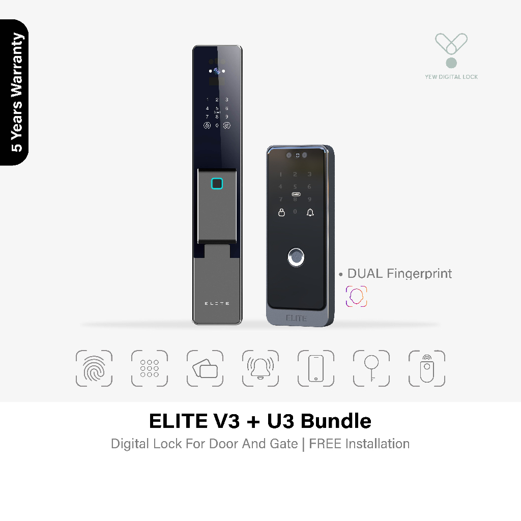 FREE Installation | Elite U3 Gate Facial & Dual Fingerprint Gate Lock ...
