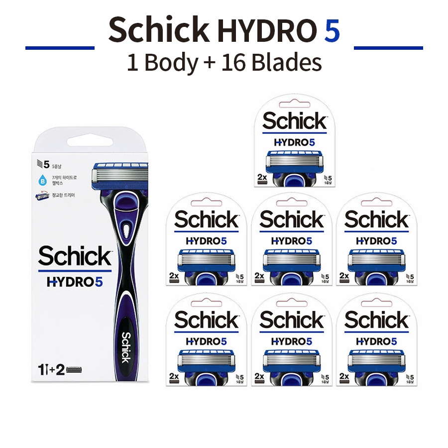 SCHICK HYDRO 5 Razor Shaver 1 Body & 16 Blade | Men's Safe Shaving Kit ...