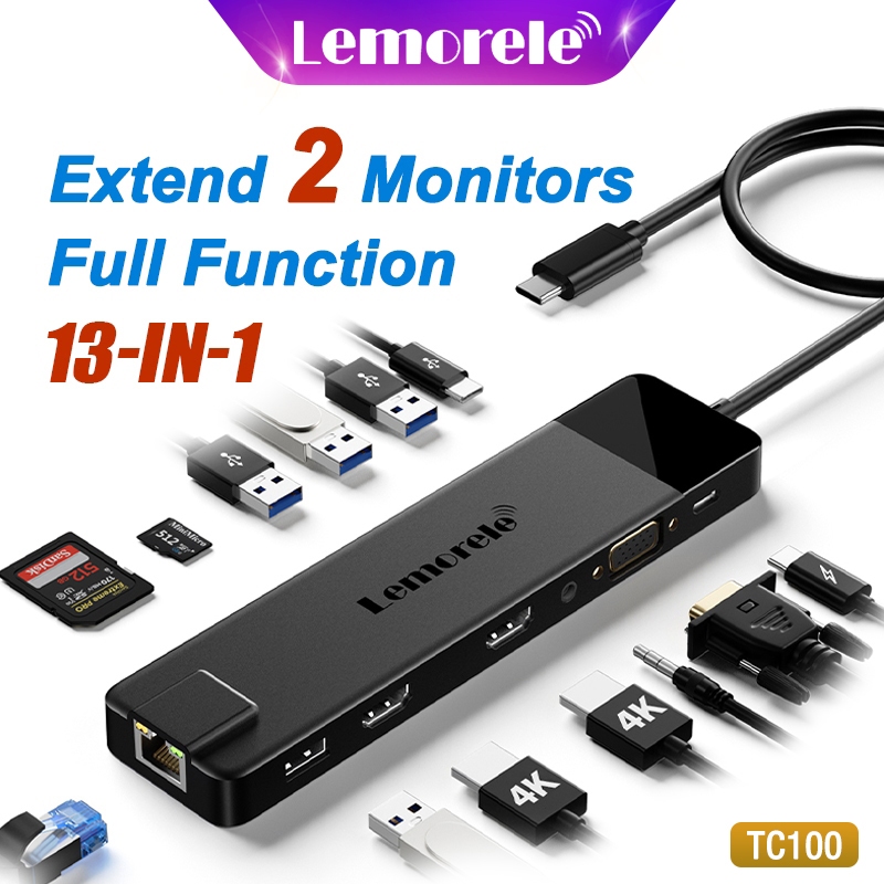 Lemorele Usb C Hub Docking Station Laptop Type C Dock Hdmi Splitter ...