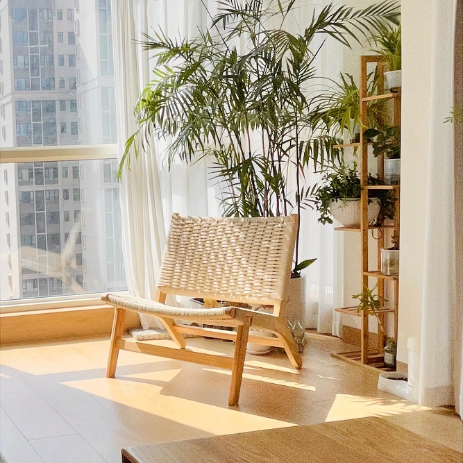 Vintage Lying Chair Nordic Rattan Lazy Chairs Wooden Stool Living Room ...